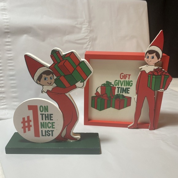 Holiday | Elf On The Shelf Christmas Nice List Gift Giving Table Sign ...